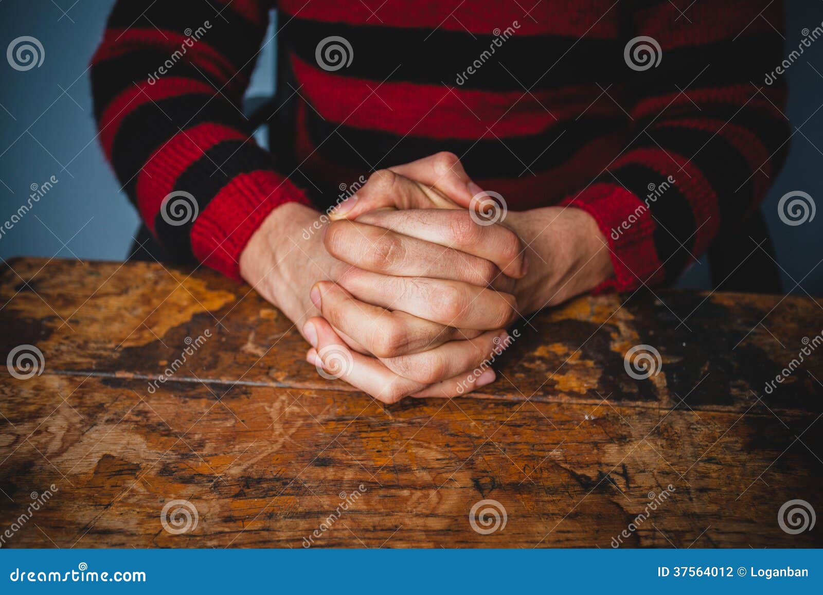 Close Up on a Man S Clasped Hands at a Table Stock Photo - Image of ...