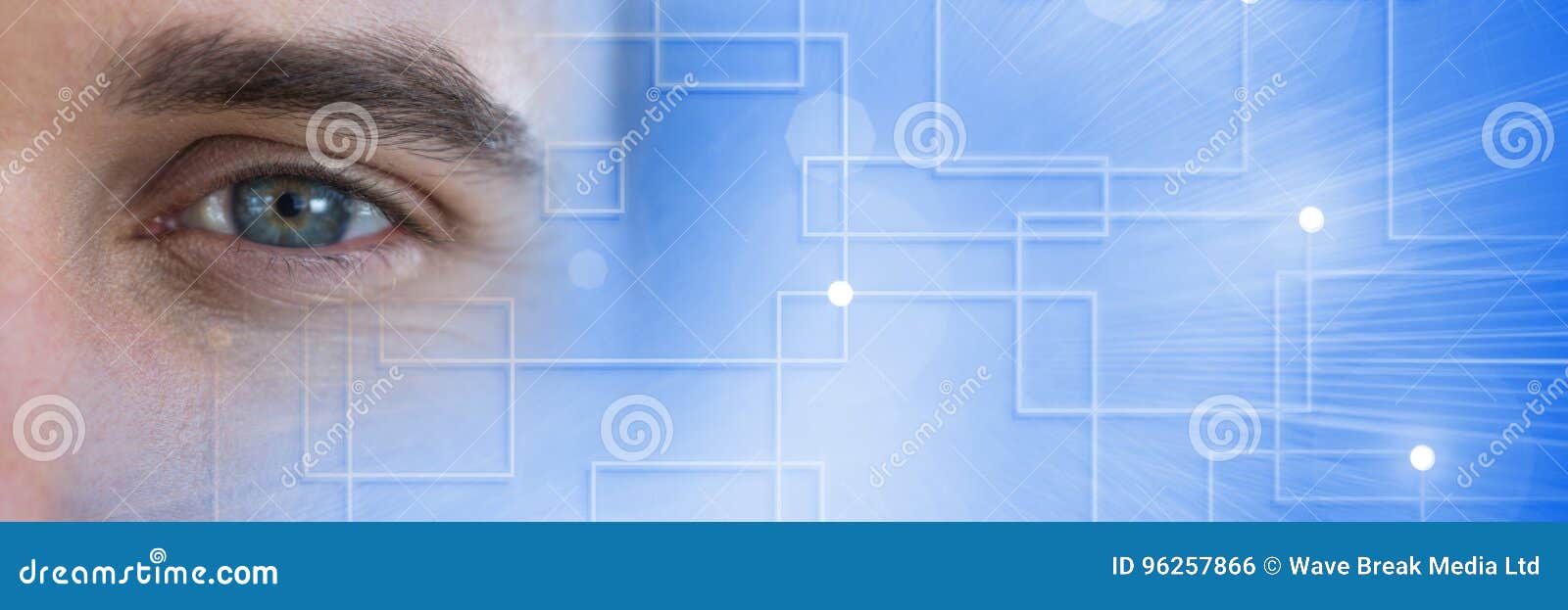 Close Up of Man S Eye with Blue Smart Tech Transition Stock Photo ...