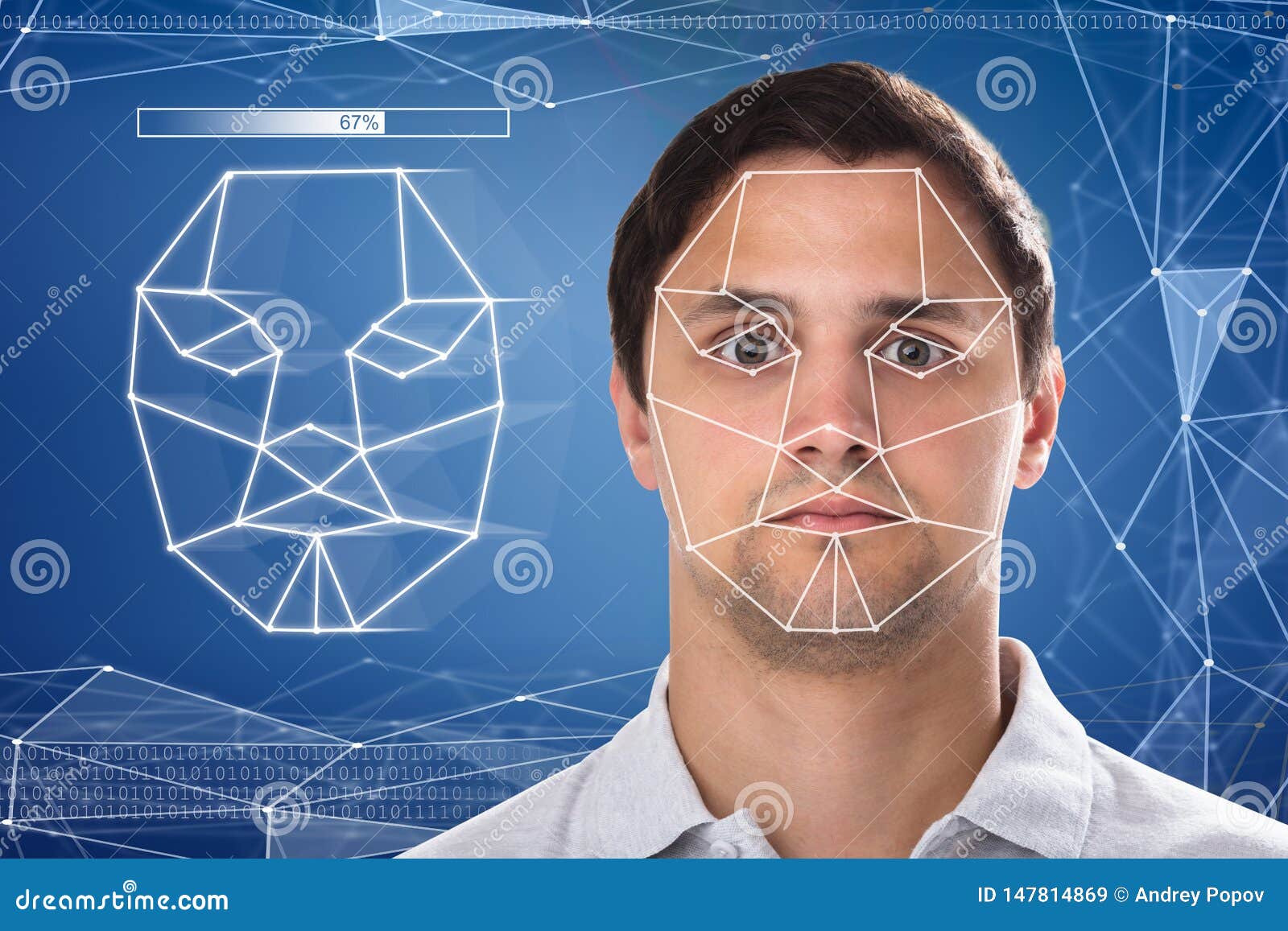 Close-up of a Man`s Face Recognition Stock Image - Image of ...