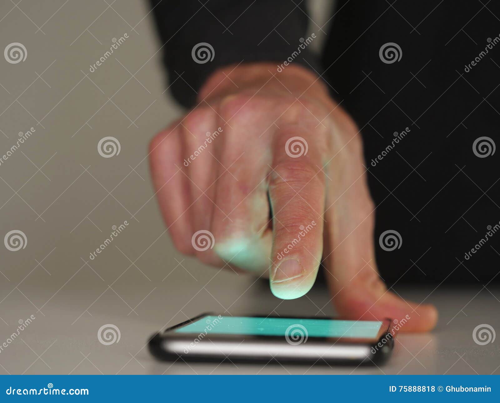 Close-up of Man S Finger Touching Smartphone Stock Photo - Image of ...