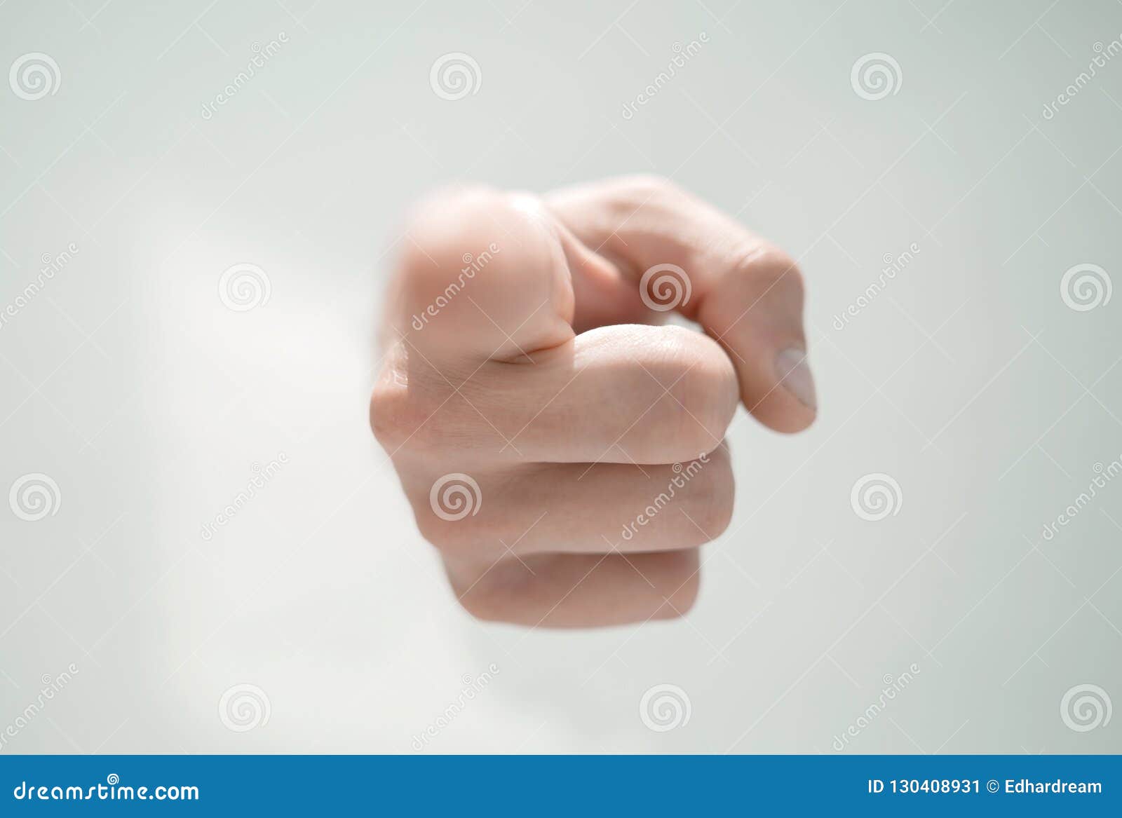 Close Up.a Man`s Hand Breaking through the Paper and Pointing so Stock ...