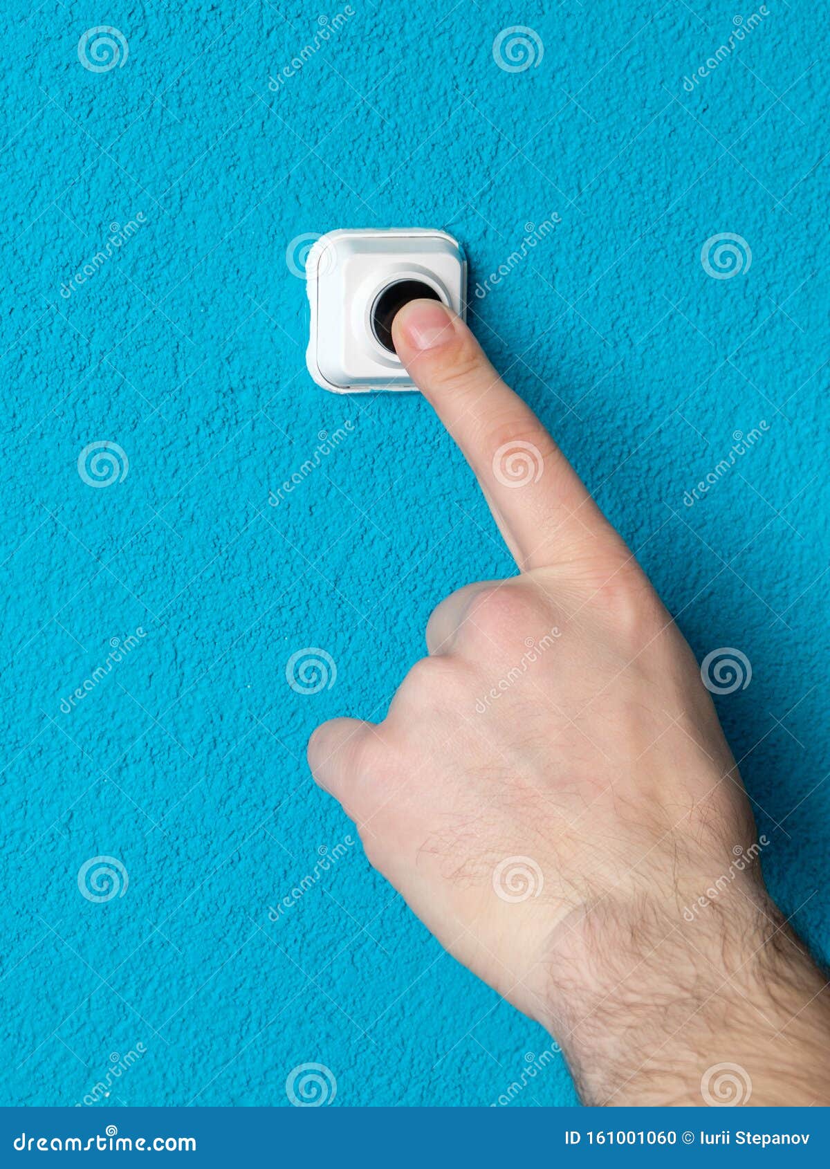 Close-up of Man`s Hand Pressing the Button of Doorbell Stock Photo ...