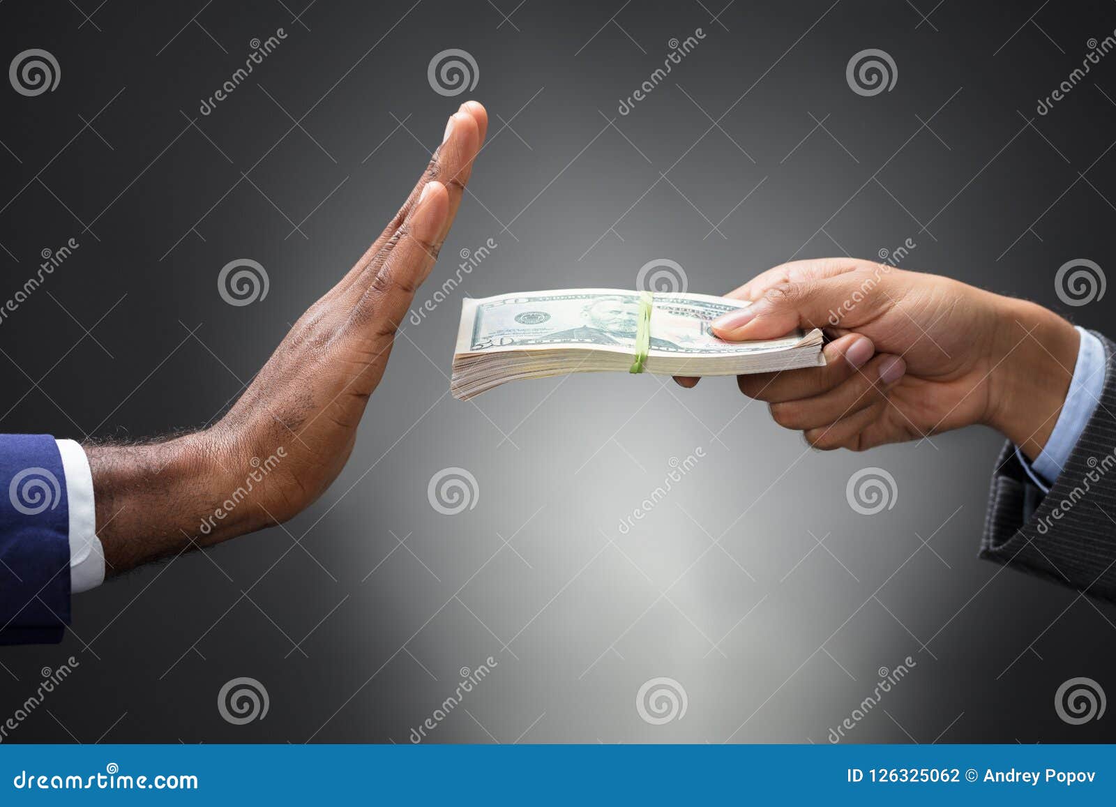 Close-up of a Man`s Hand Refusing Bribe Stock Photo - Image of bribe ...