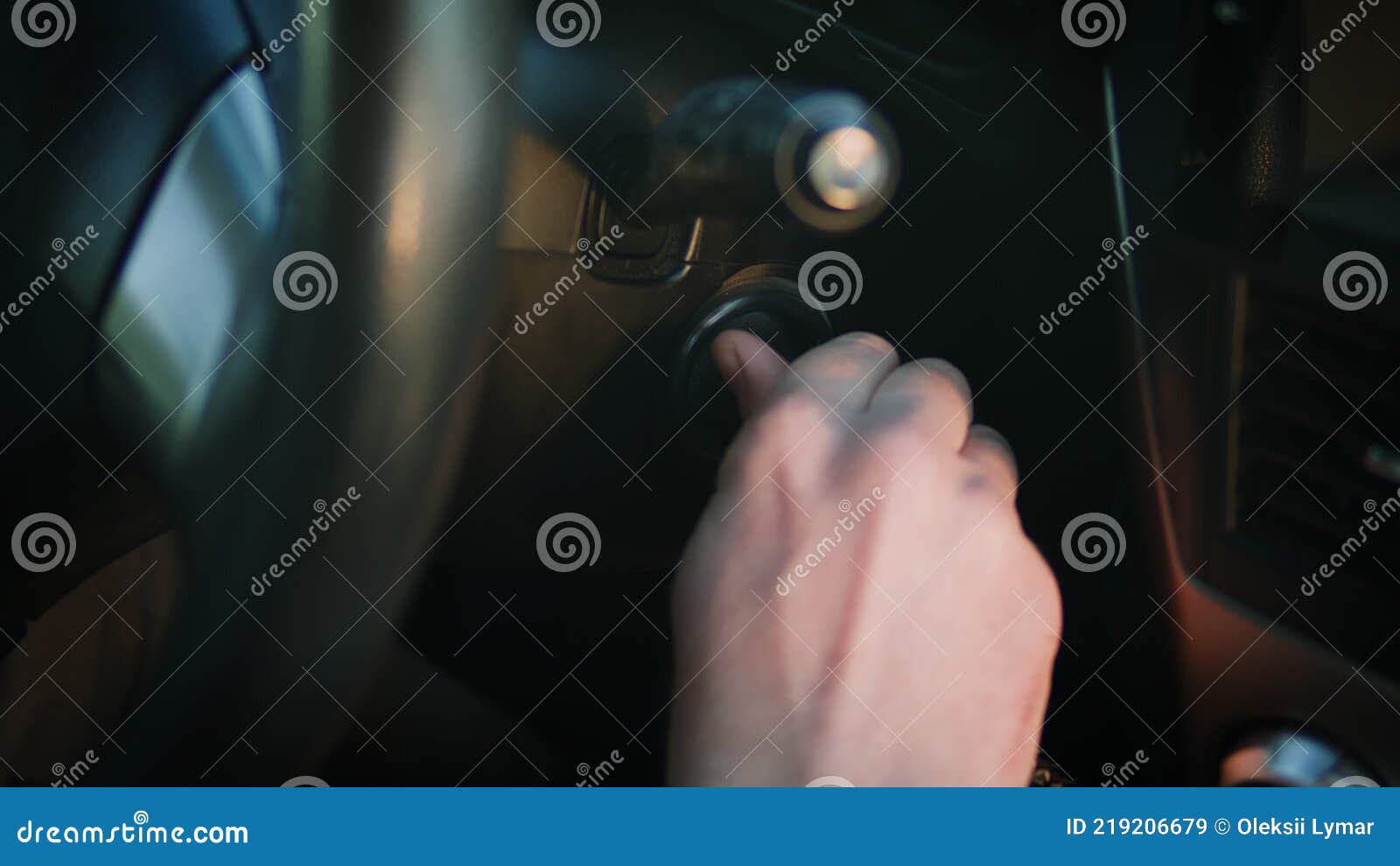 Driver Inserting Car Key into Ignition Lock and Turning it by Hand ...