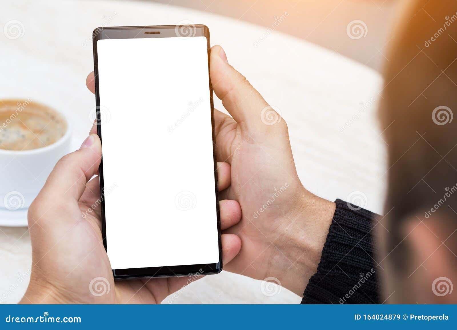 Close Up of Man`s Hands Holding Mobile Smart Phone Stock Image - Image ...