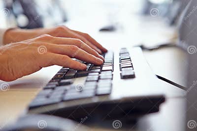 Close Up of Man?s Hands Using the Keyboard of a Computer Stock Photo ...