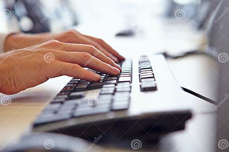 Close Up of Man?s Hands Using the Keyboard of a Computer Stock Photo ...