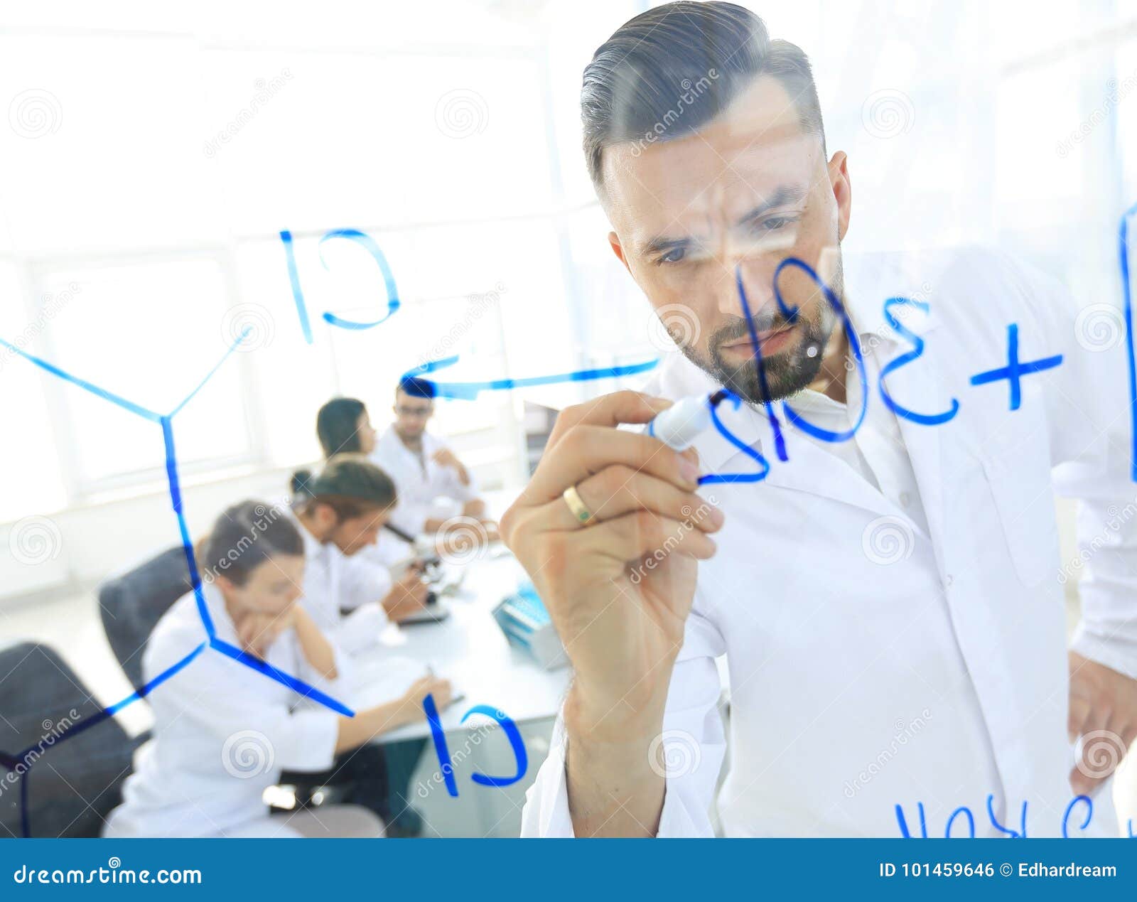Close Up of a Man Scientist Working with Formulas Stock Photo - Image ...