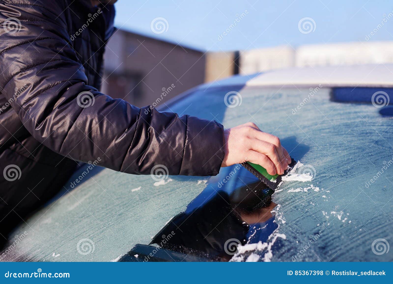 Close Up of Man Scraping Ice Stock Photo - Image of white, closeup ...