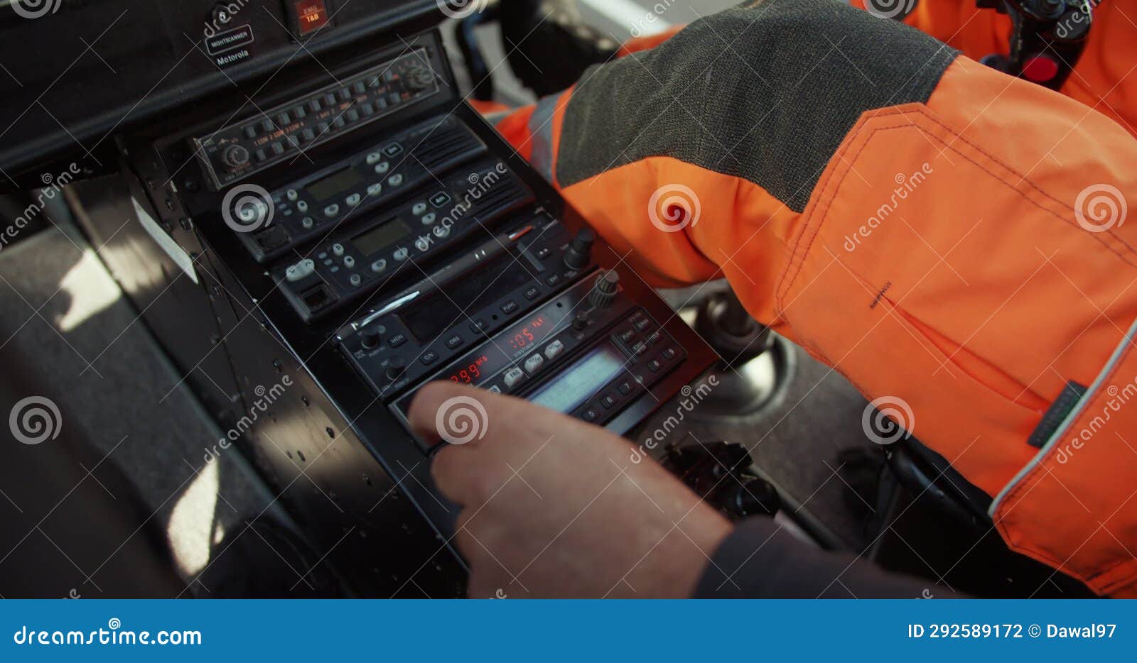 Close Up of Man Setting Radio Frequency and Adjusting Electronic ...