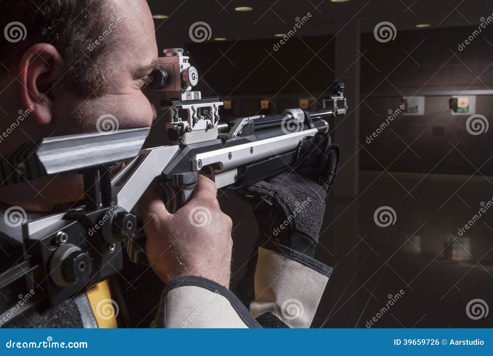 Close-up of Man Shooting Target Stock Photo - Image of portrait, rifle ...