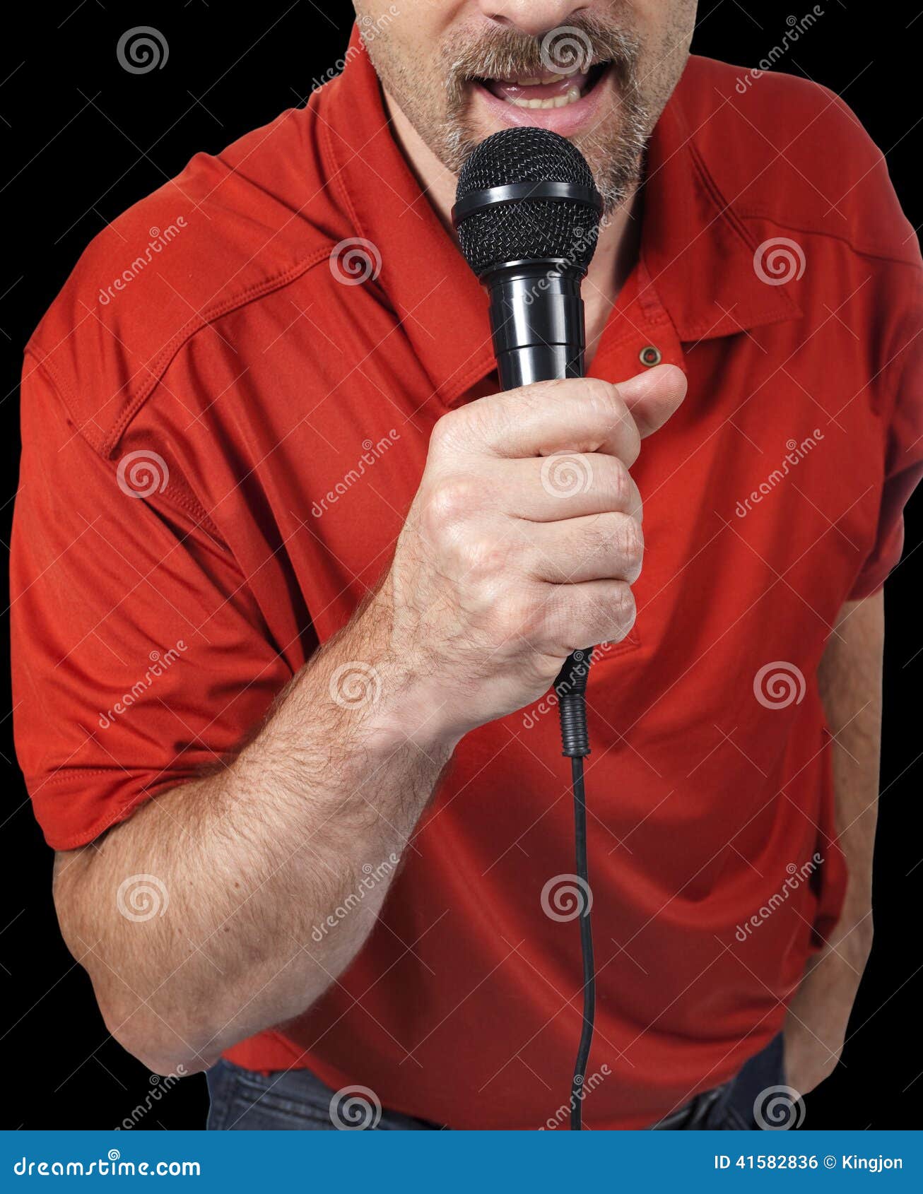 Close Up of Man Singing in Microphone Stock Photo - Image of ...