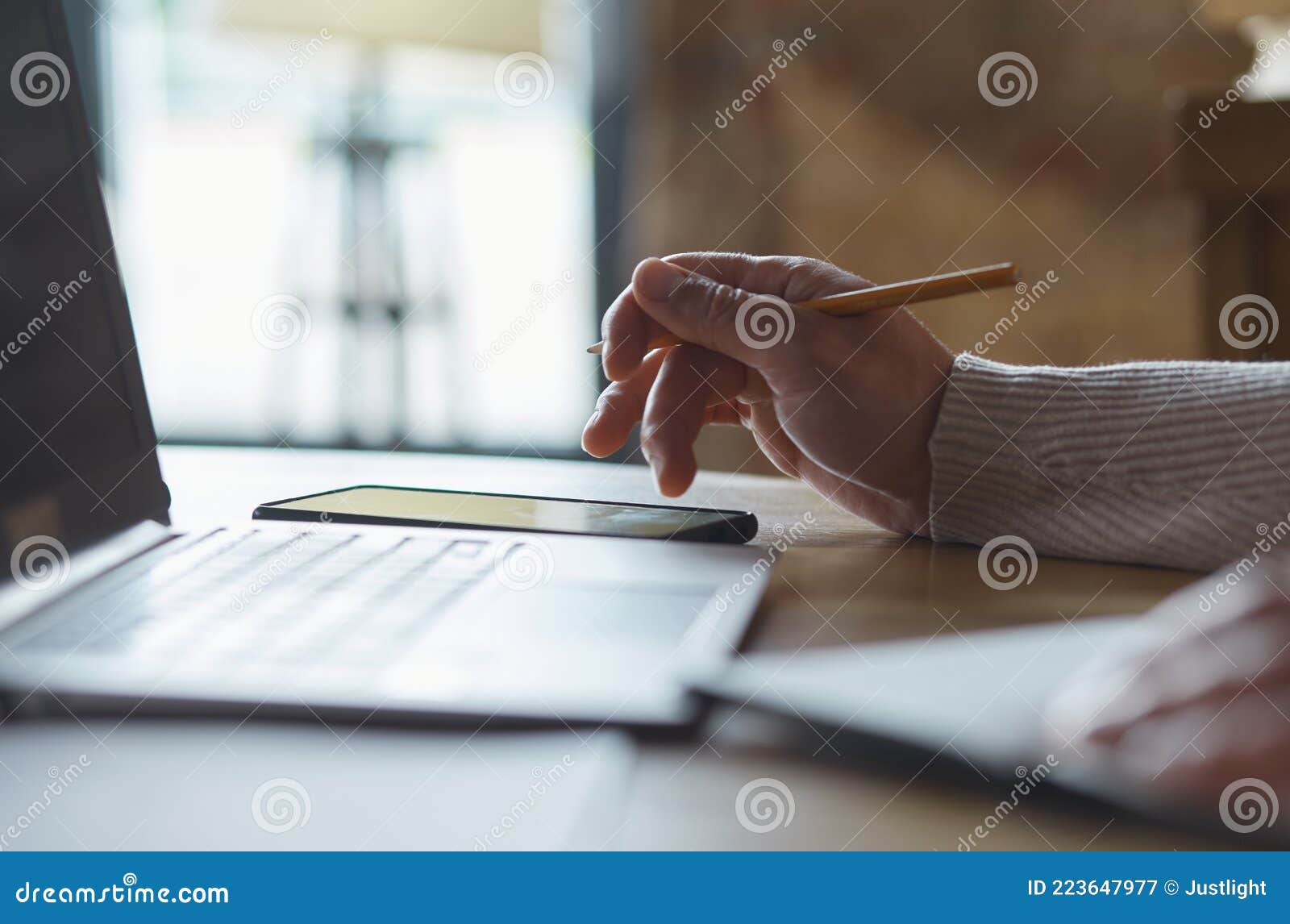 Close Up of Man Studying Online Using Laptop and Video Call with ...