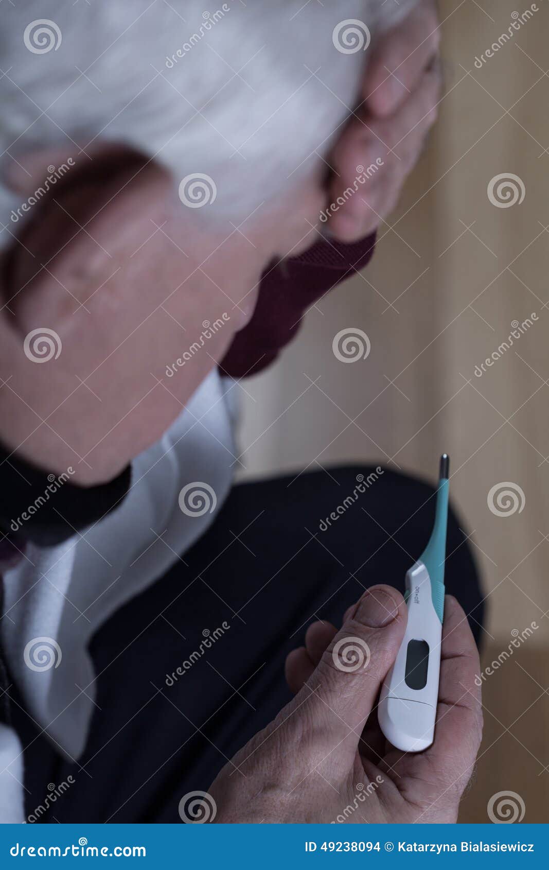 Close-up of Man Taking Temperature Stock Photo - Image of indoors, sick ...