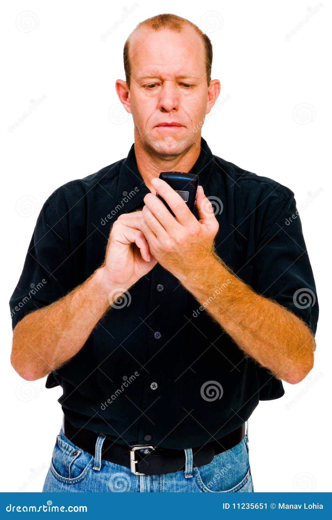 Close-up of a Man Text Messaging Stock Image - Image of concentration ...