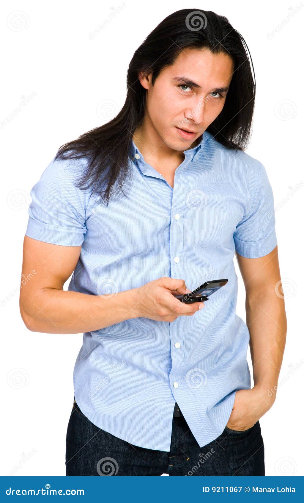 Close-up of a Man Text Messaging Stock Image - Image of confidence ...