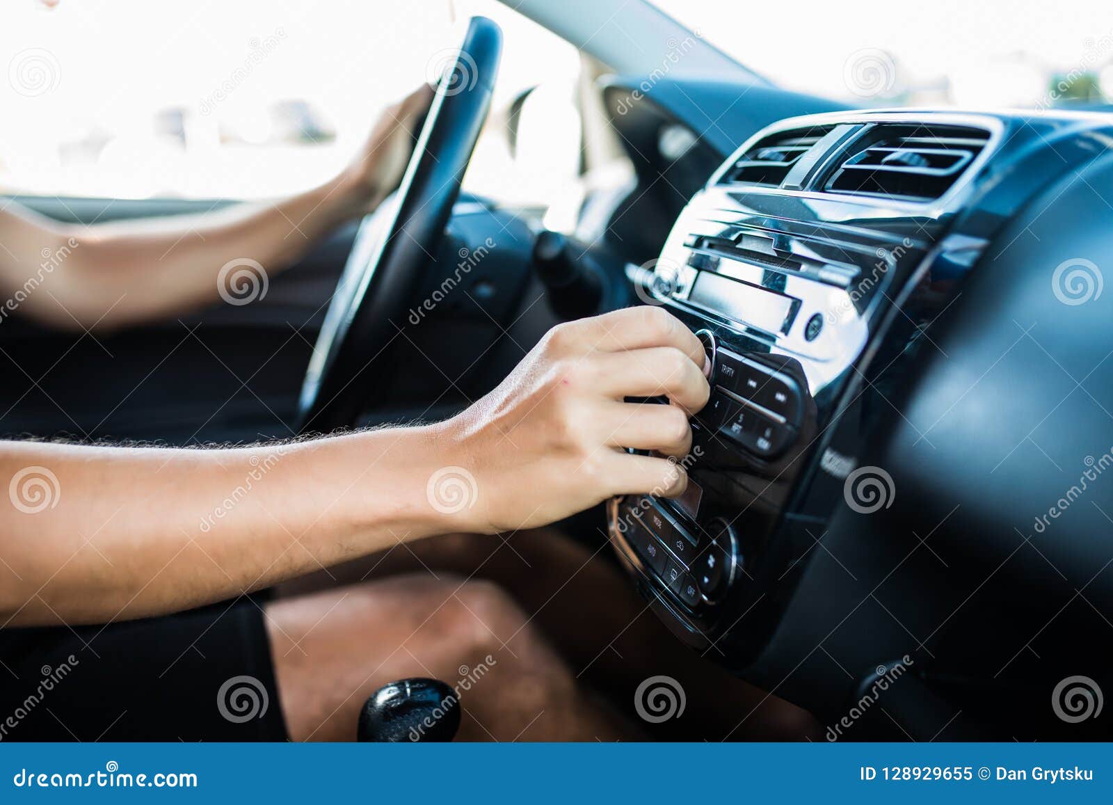 Close-up of a Man Touching Dashboard with Finger while Sitting in Car ...