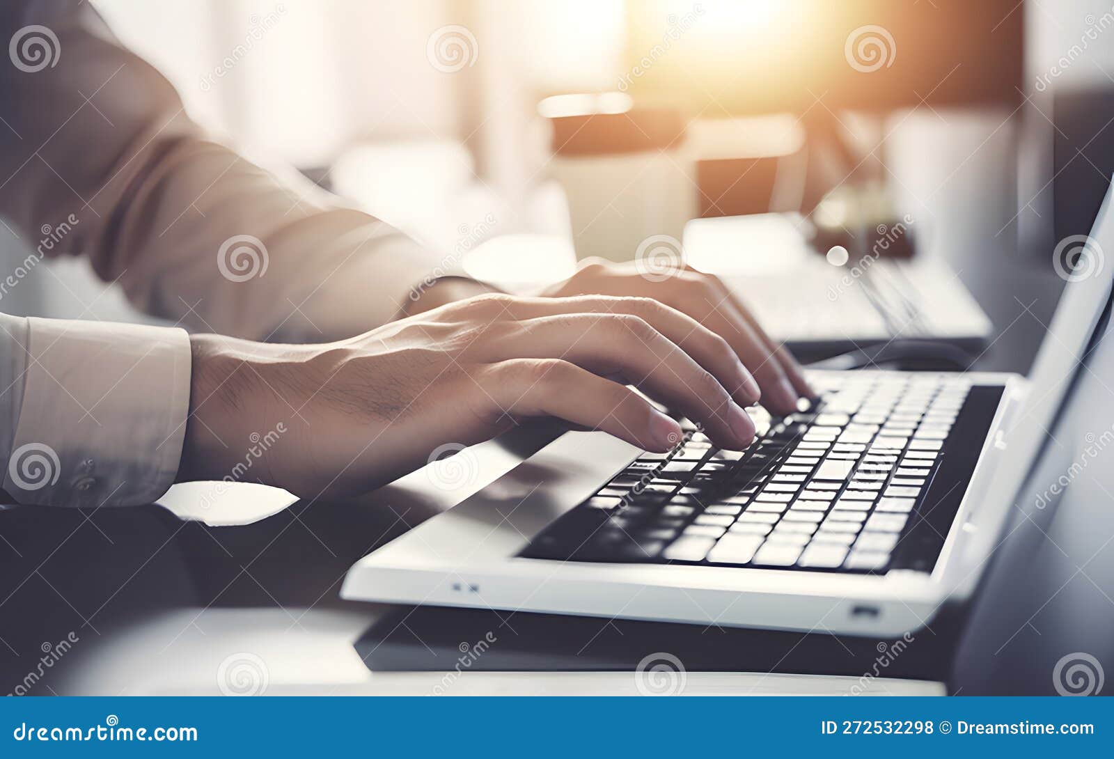 Close Up of Man Typing Something Using Computer while Stock ...