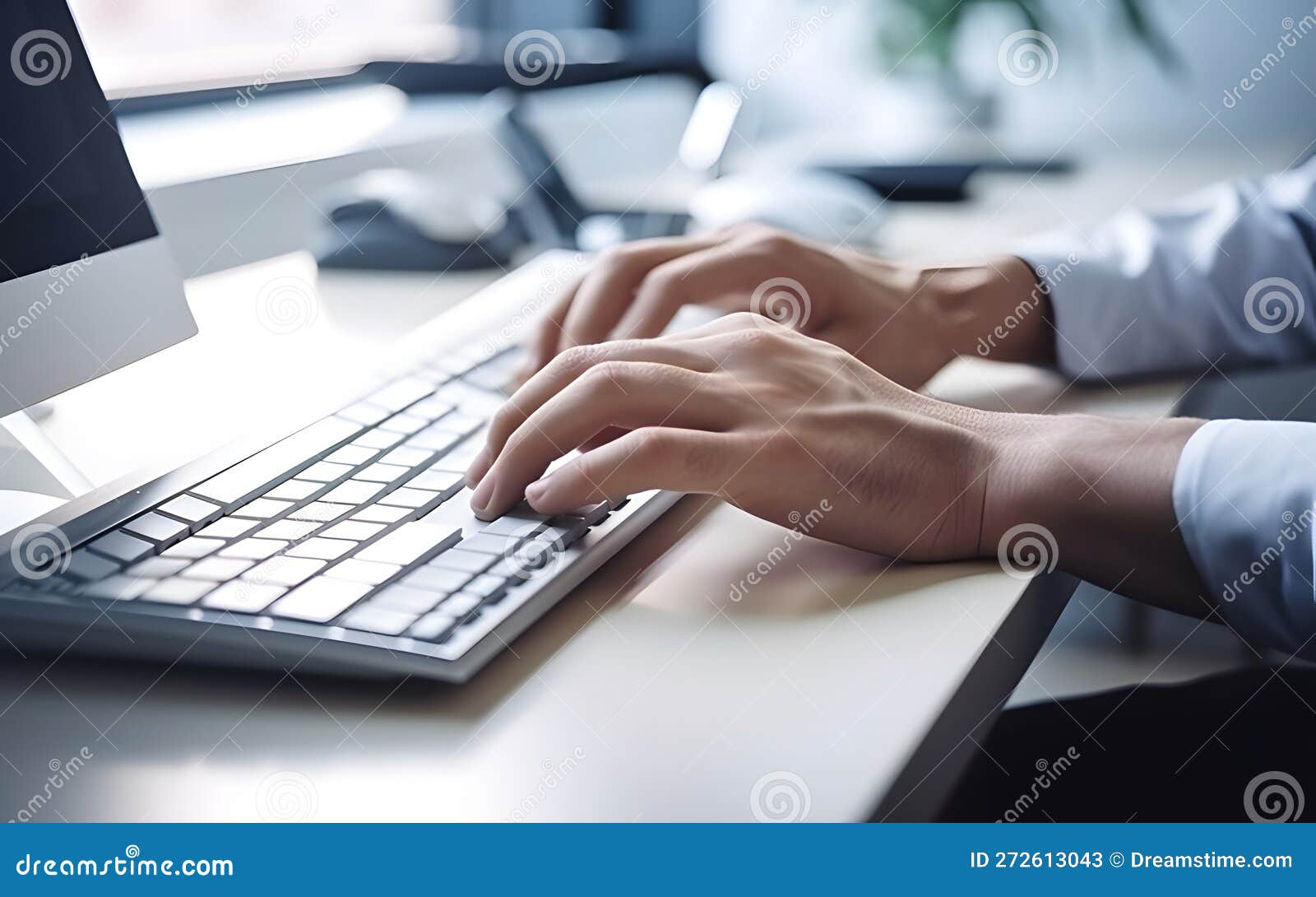 Close Up of Man Typing Something Using Computer while Stock ...