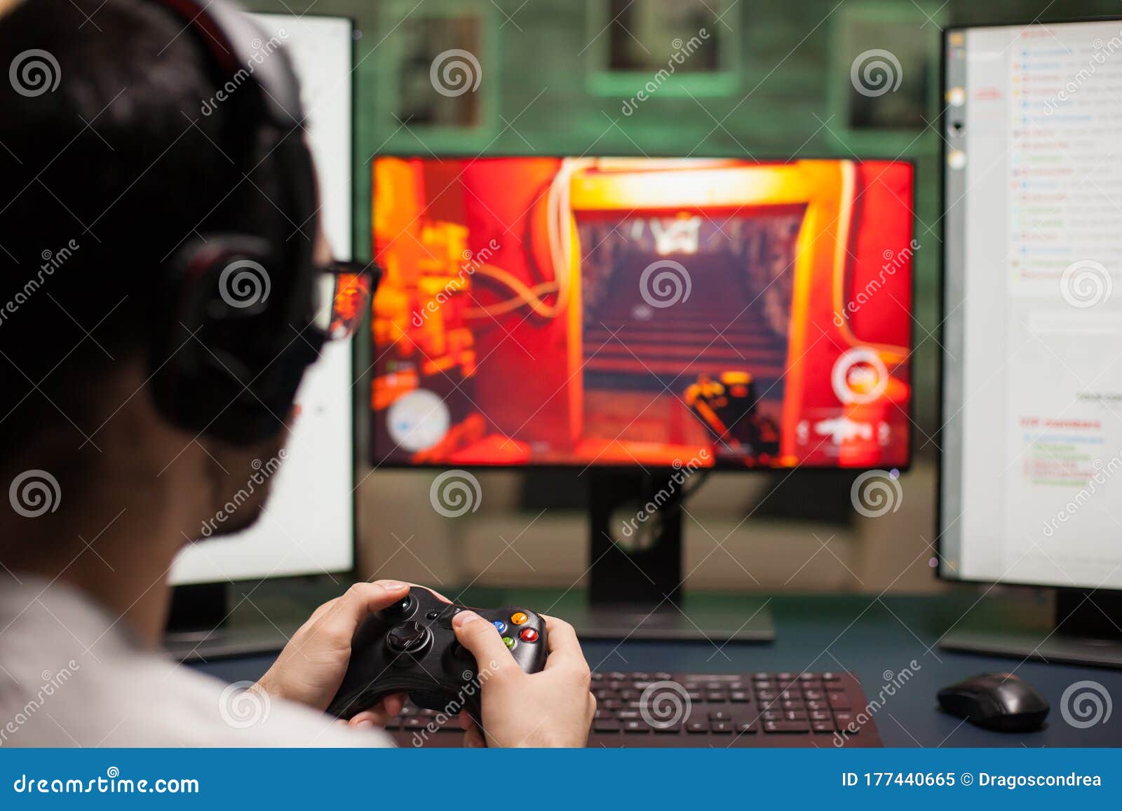 Close Up of Man Using Joystick while Playing Shooter Games Stock Image ...