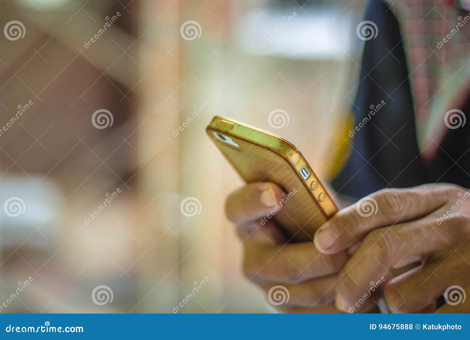 Close Up of a Man Using Mobile Smart Phone Stock Photo - Image of ...