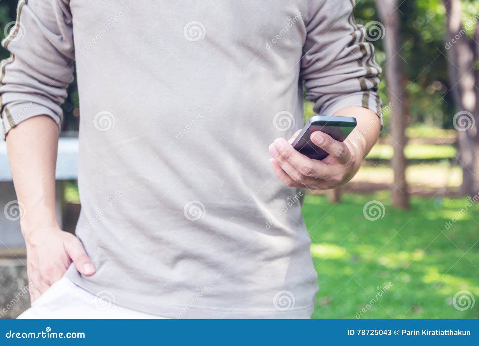 Close Up of a Man Using Mobile Smart Phone Stock Image - Image of ...