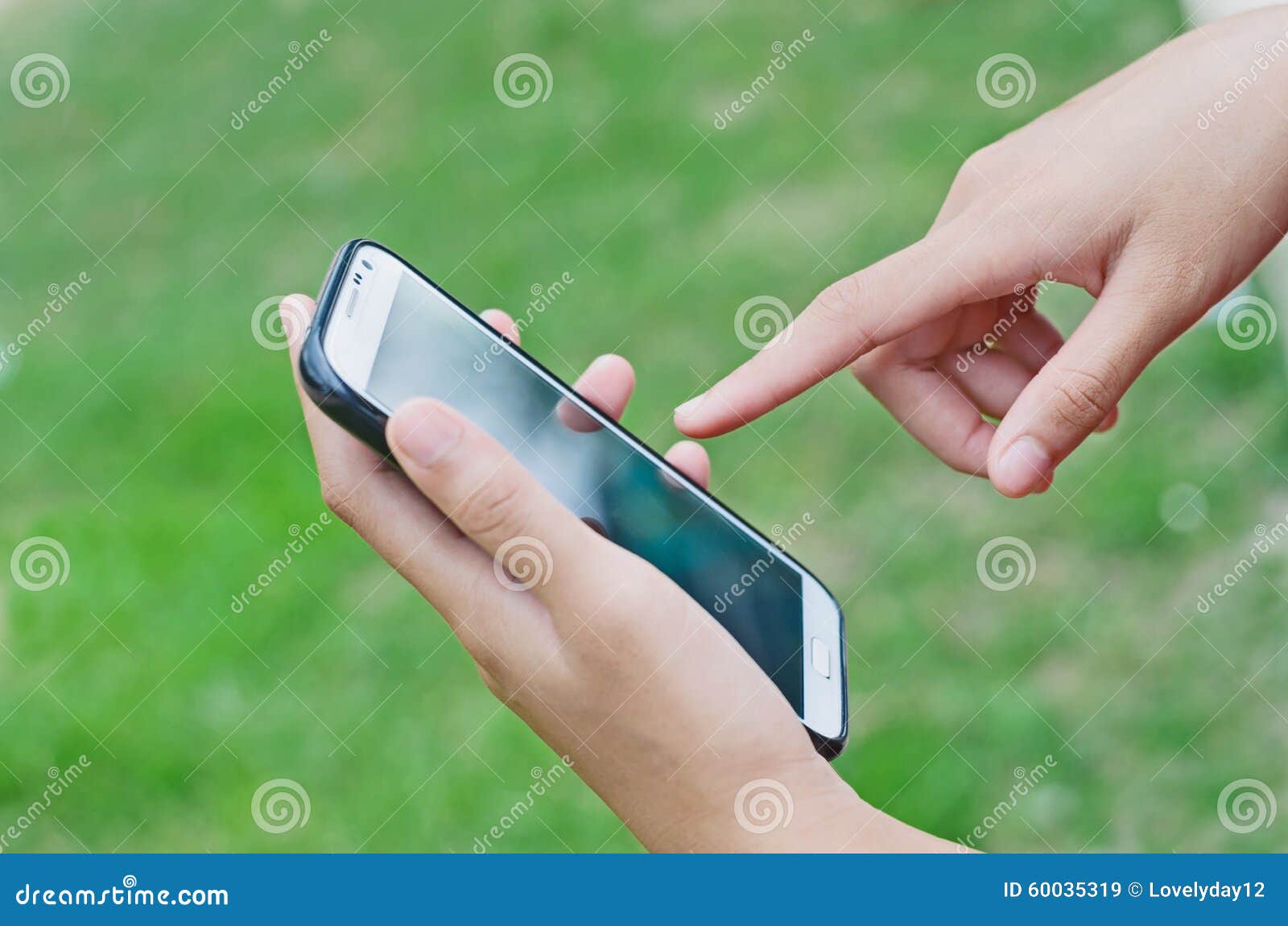 Close Up of a Man Using Mobile Smart Phone Stock Image - Image of ...