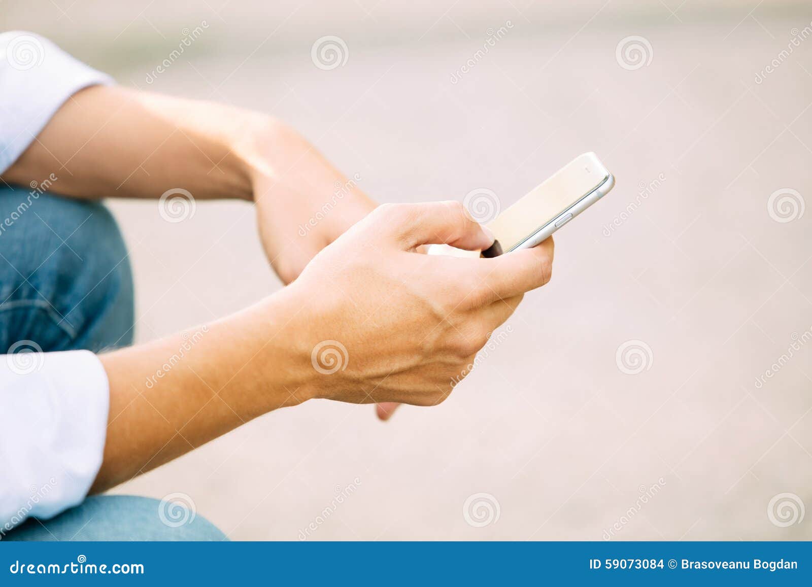 Close Up of a Man Using Mobile Smart Phone Stock Photo - Image of ...