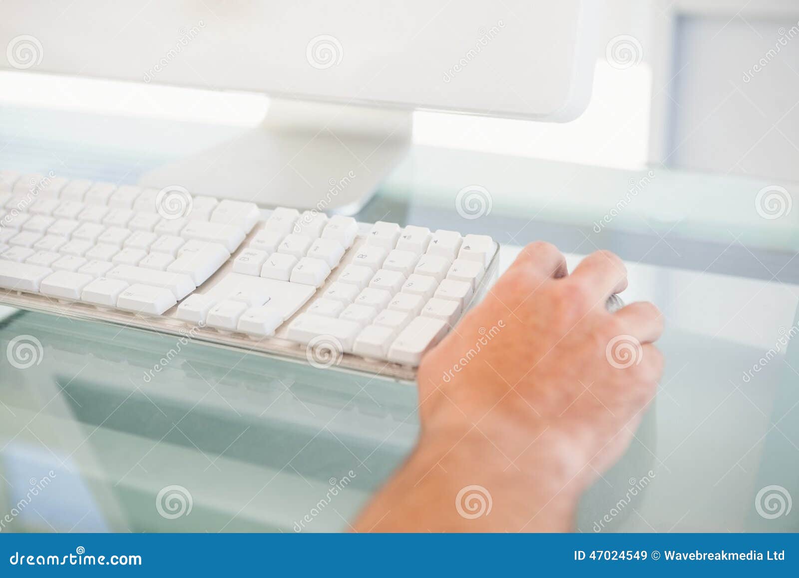Close Up of a Man Using Mouse Stock Image - Image of computing ...