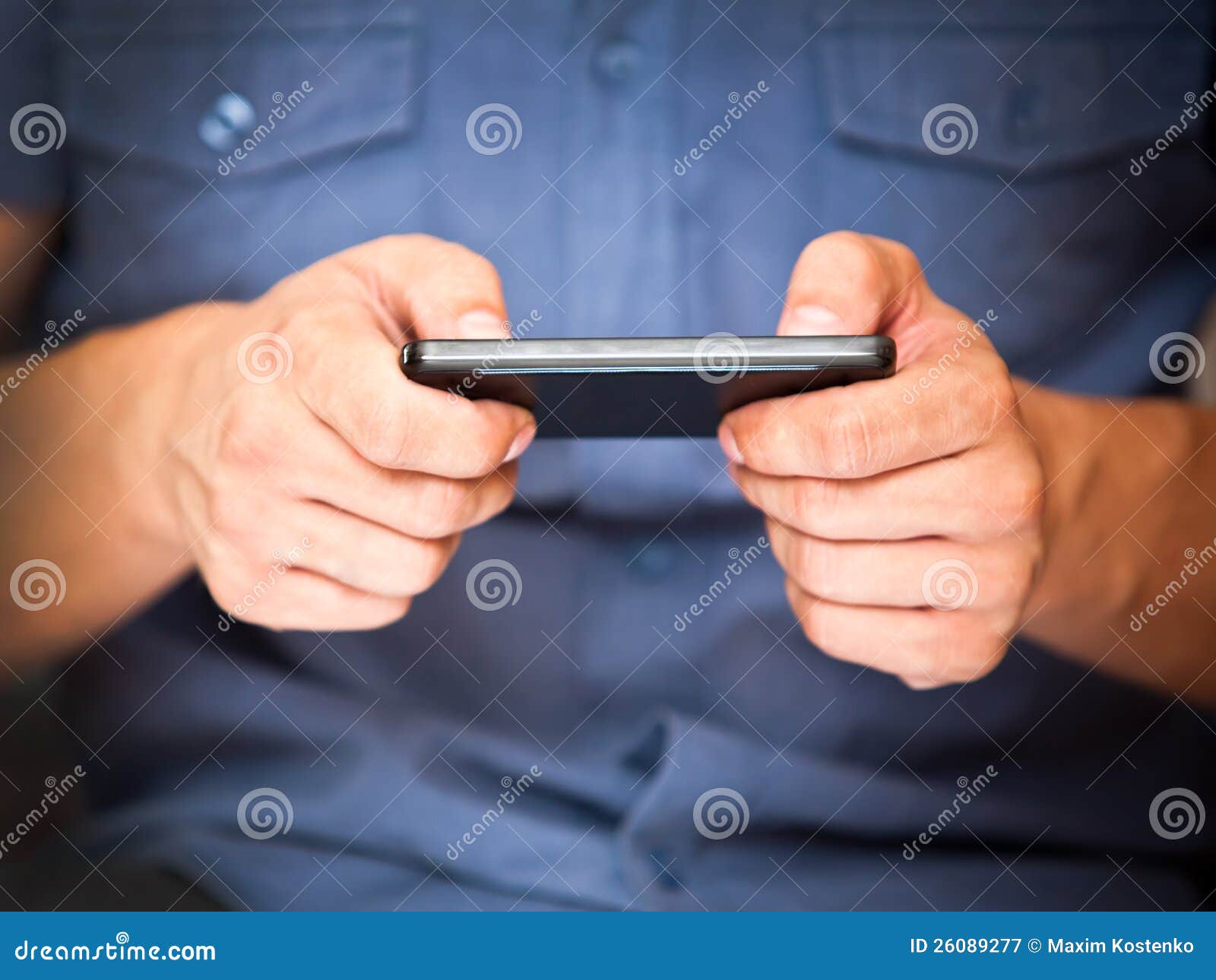 Close Up of a Man Using Smart Phone Stock Image - Image of message ...