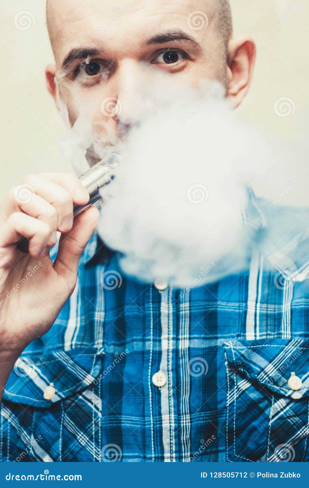 Close Up Portrait of a Man Vaping. Stock Photo - Image of exhaling ...