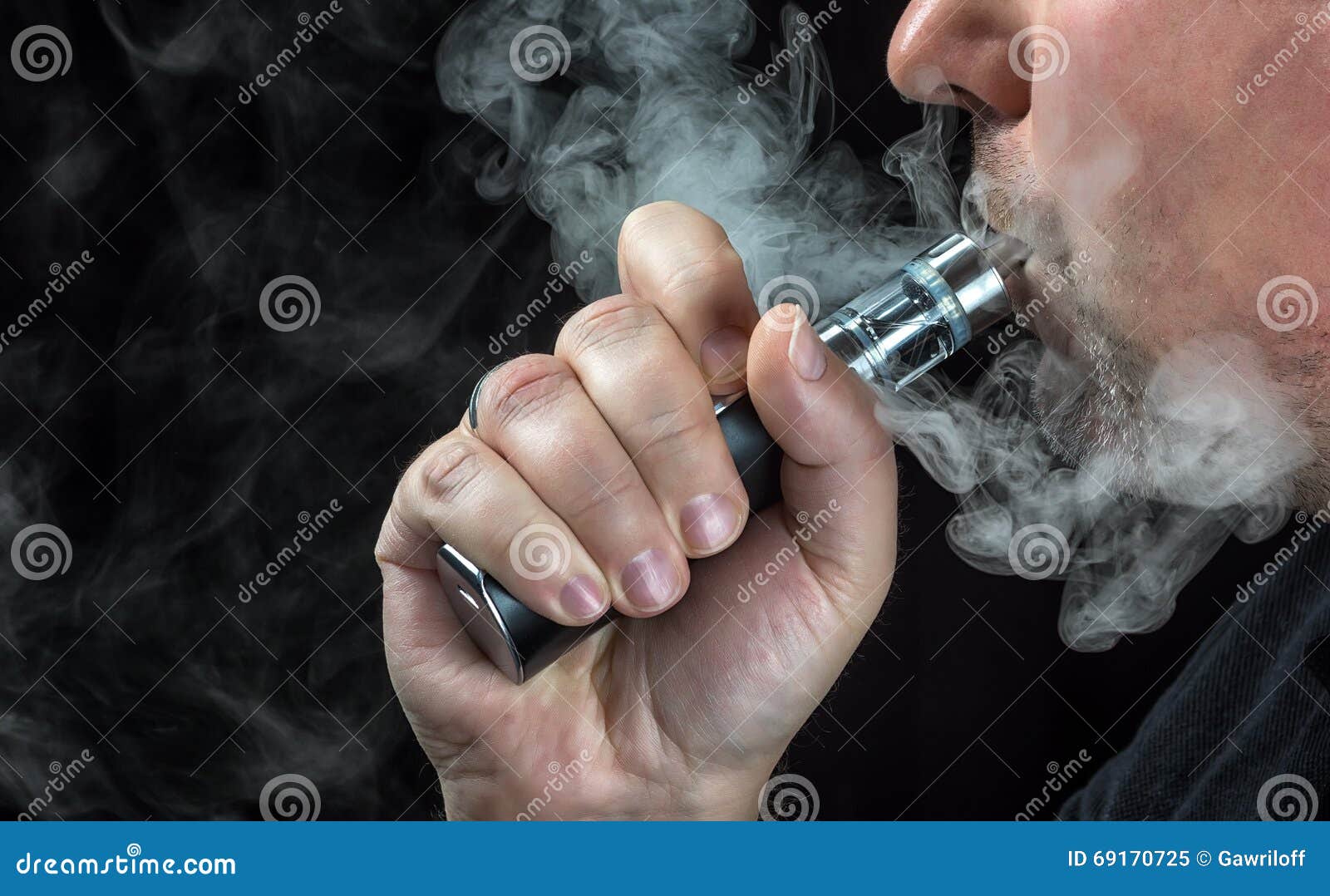 Close-up of a Man Vaping an Electronic Cigarette Stock Image - Image of ...