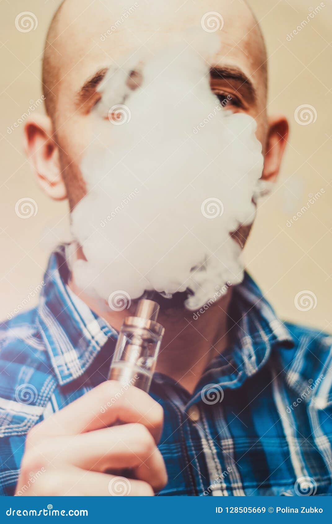 Close Up Portrait of a Man Vaping. Stock Image - Image of beauty ...