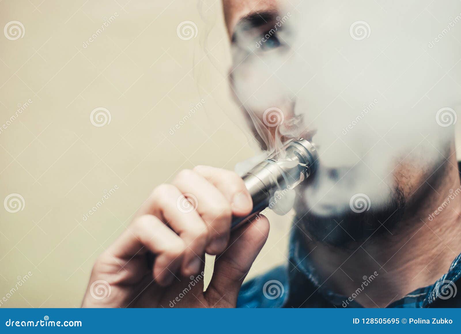 Close Up Portrait of a Man Vaping. Stock Image - Image of ecig, modern ...