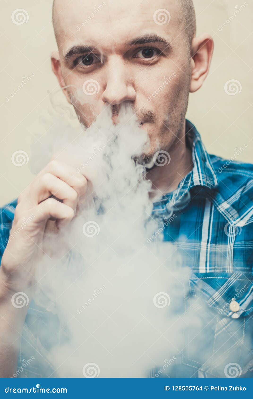 Close Up Portrait of a Man Vaping. Stock Photo - Image of health ...