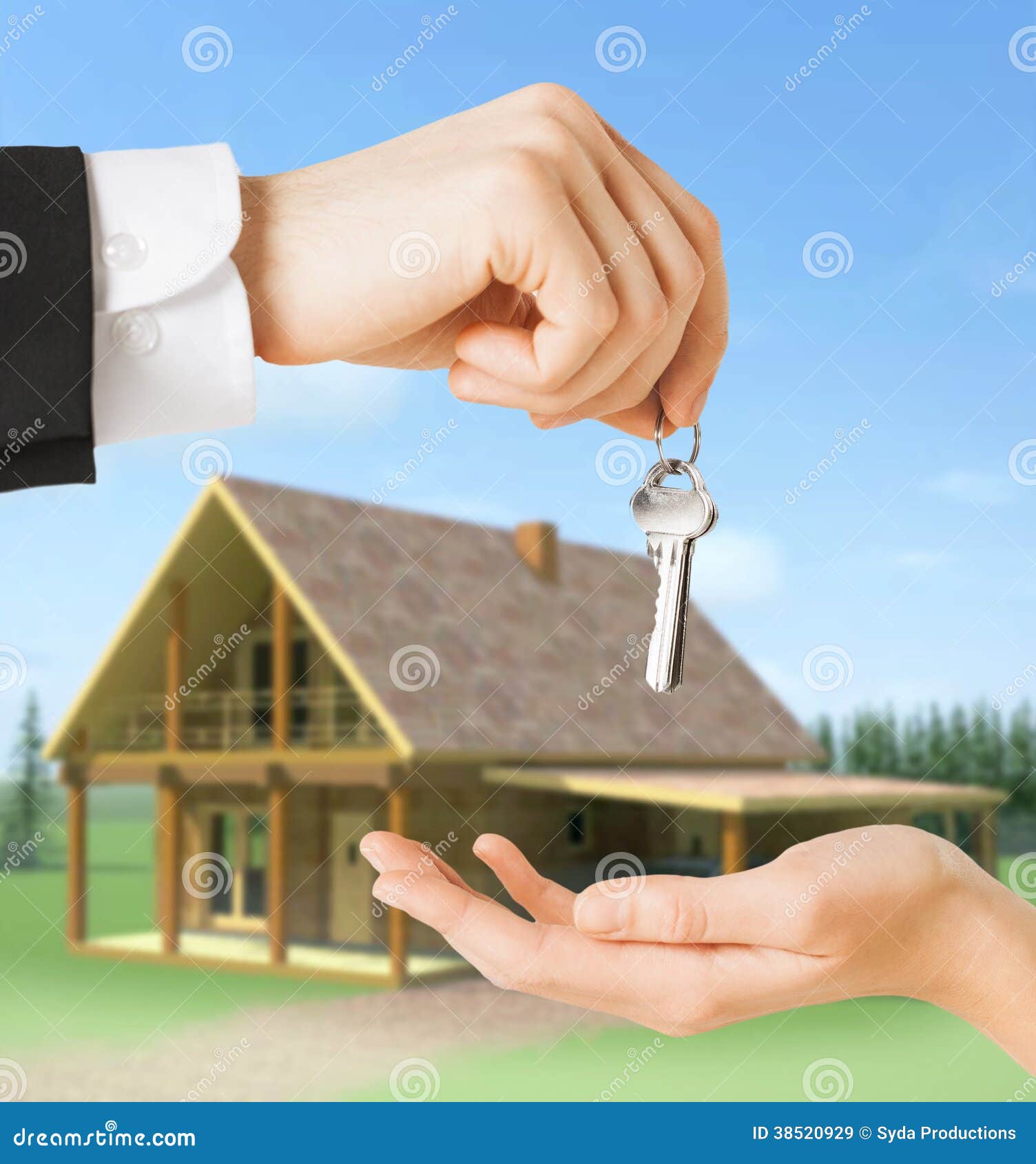 Close Up of Man and Woman with House Keys Stock Image - Image of agent ...