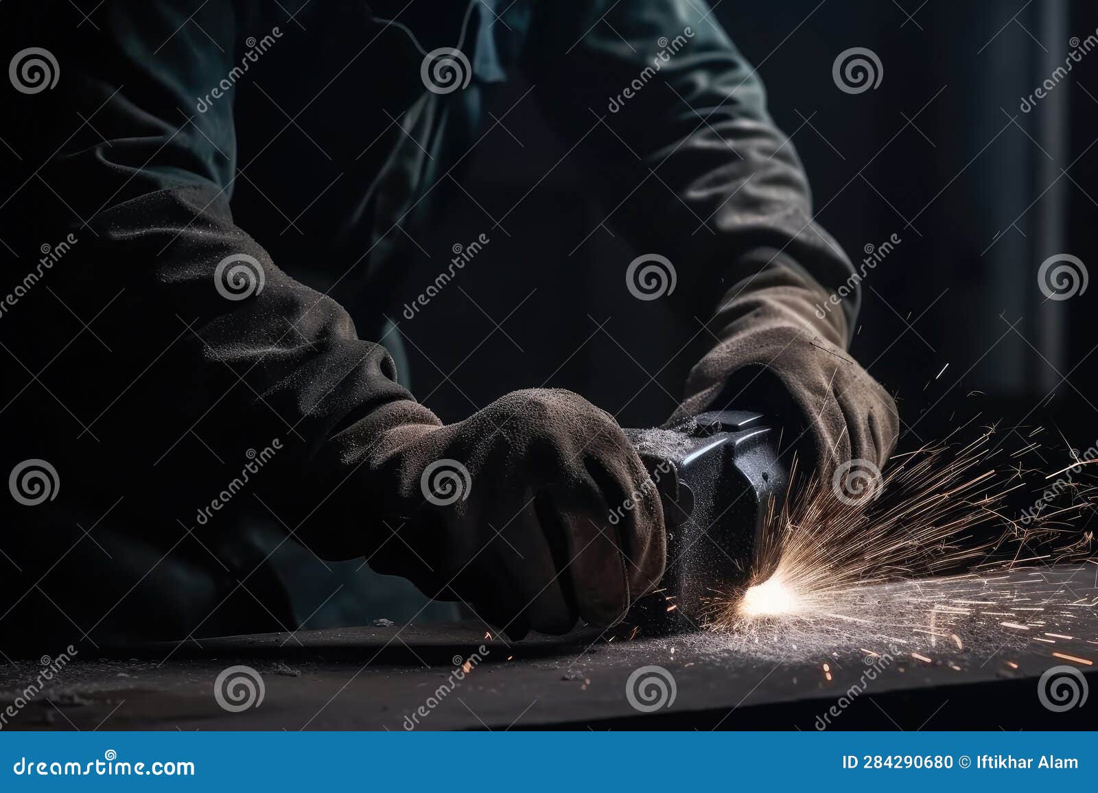 Close Up of a Man Working with a Grinder in the Workshop, Industrial ...