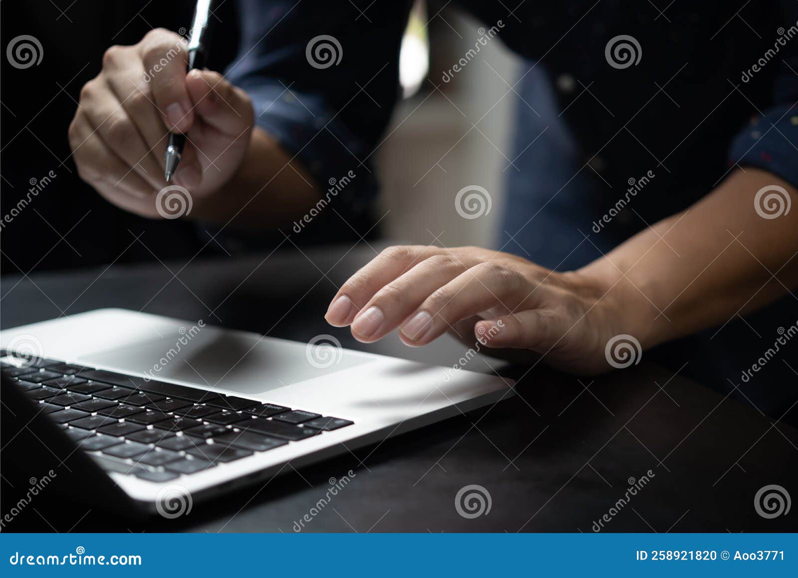 Close Up Man Working and Typing on Laptop Computer Keyboard Work from ...
