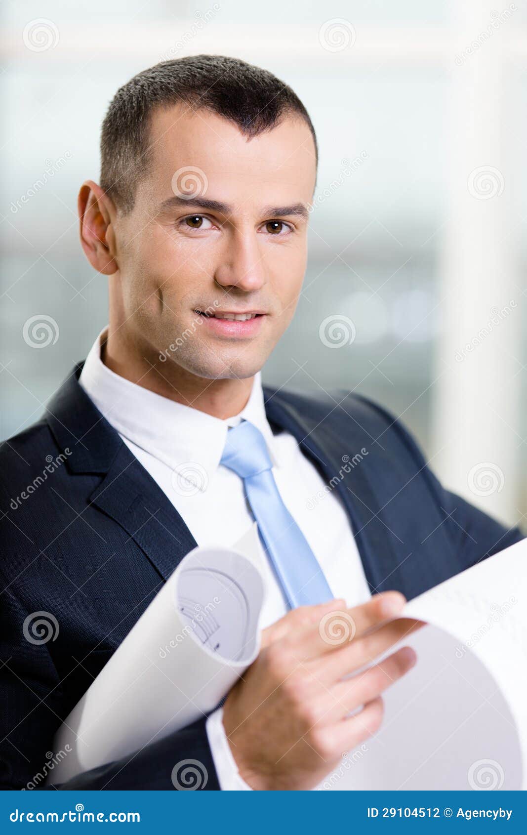 Close Up of Manager with Layout Stock Photo - Image of blue, close ...