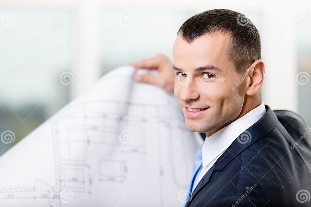 Close Up of Manager with Sketch Stock Image - Image of cheerful ...