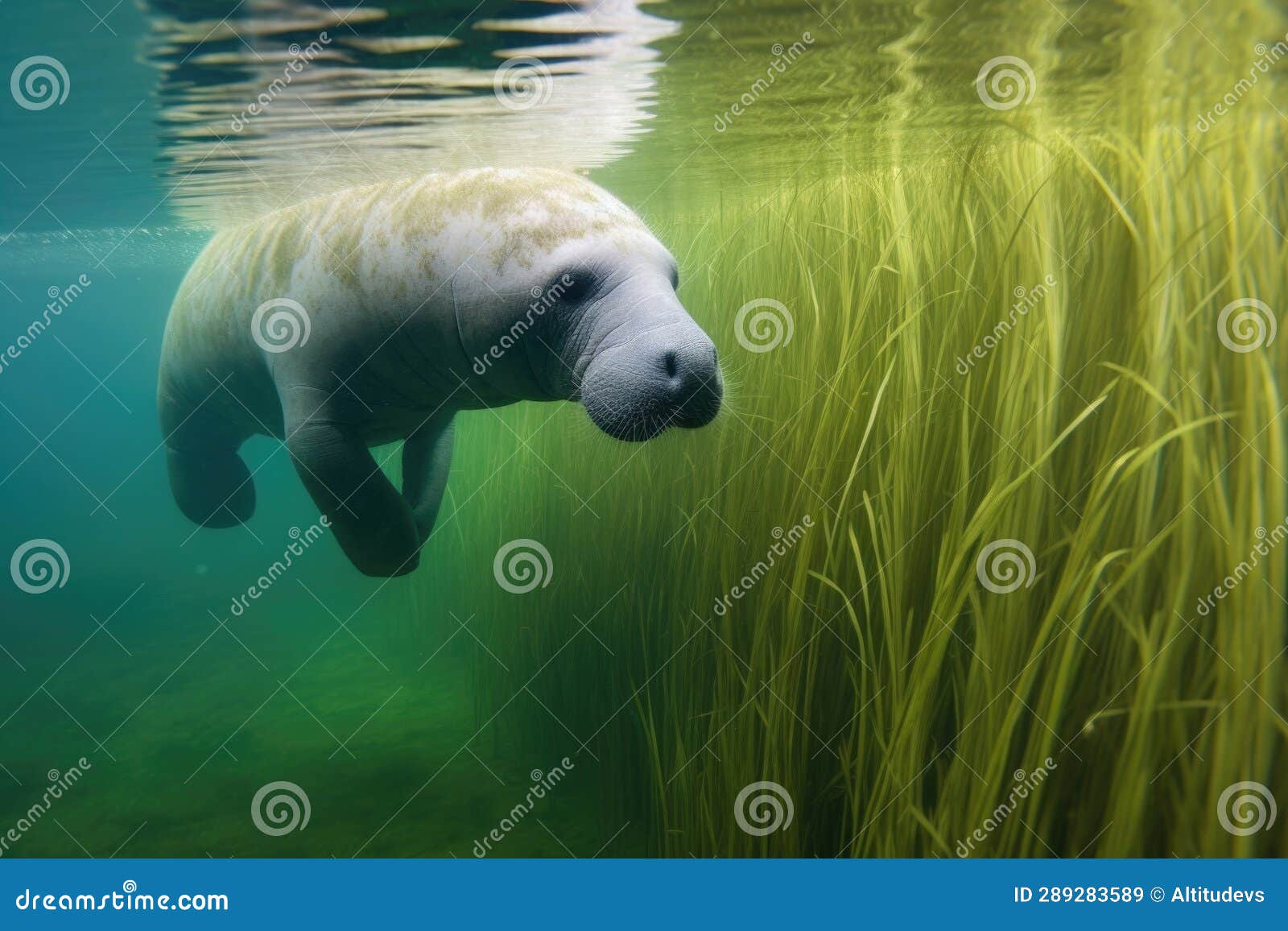 Close-up of Manatee Grazing on Seagrass Stock Image - Image of seagrass ...