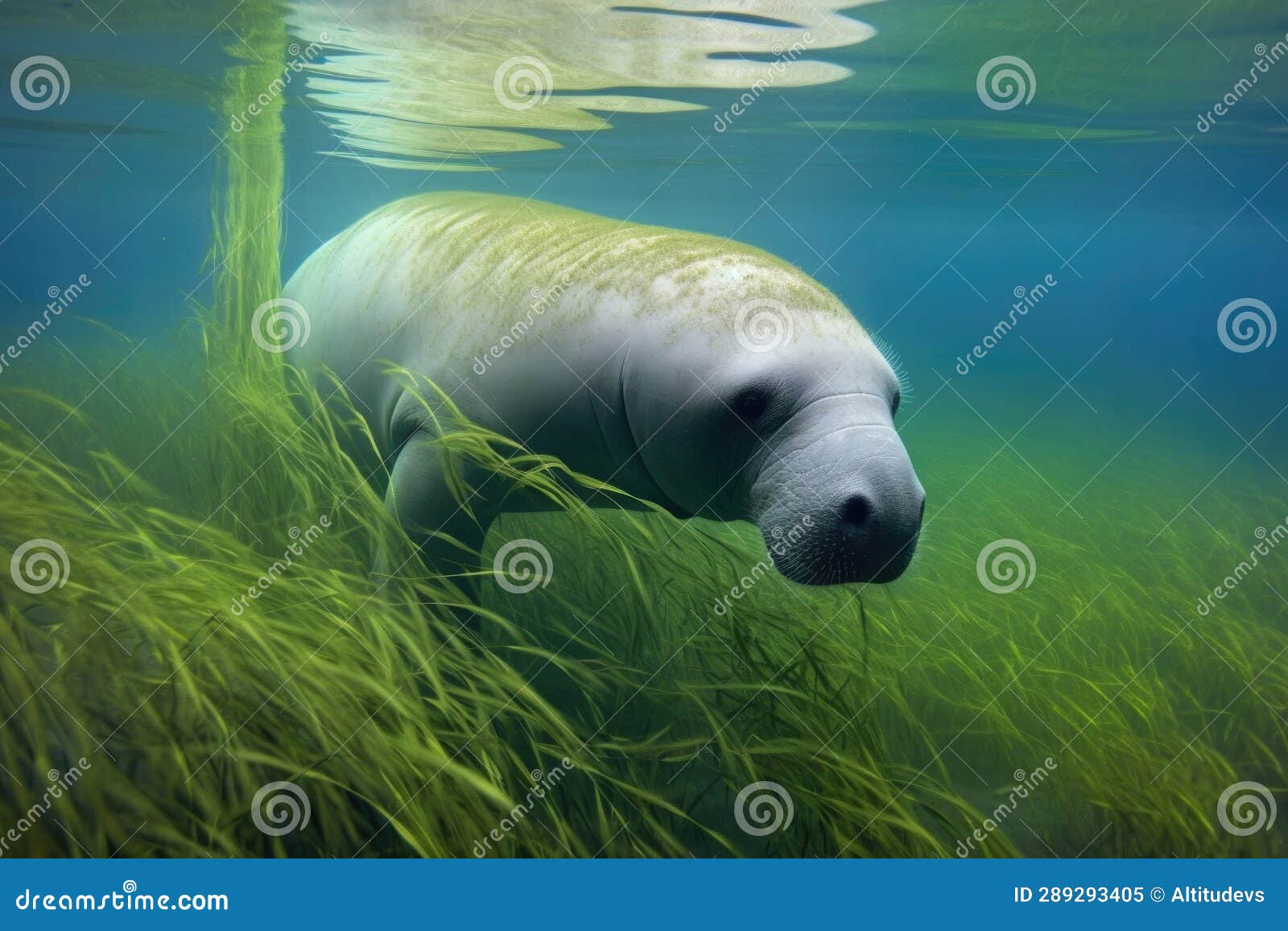 Close-up of Manatee Grazing on Seagrass Stock Image - Image of herbivorous, manatee: 289293405