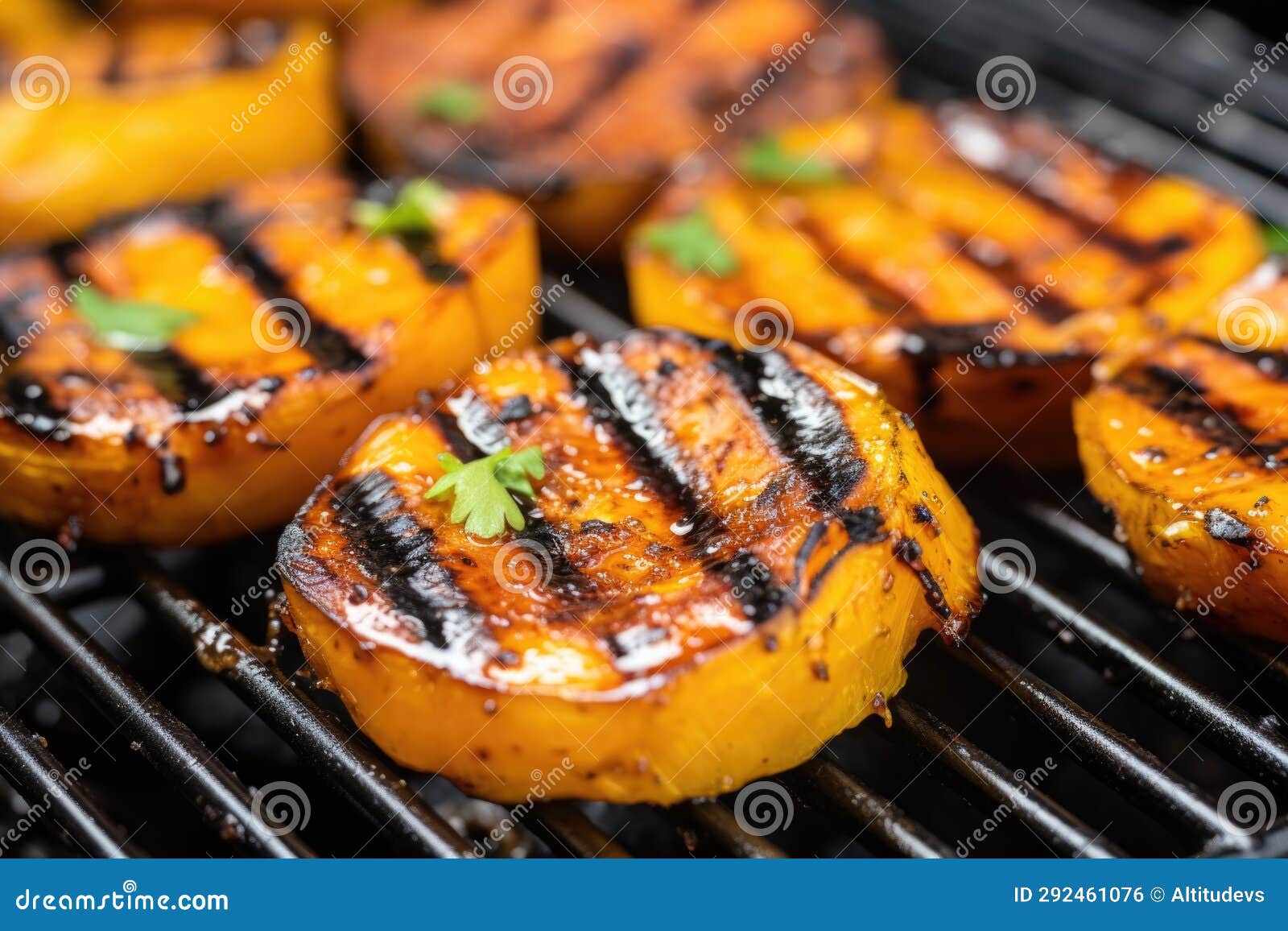 Close-up of Mango Bbq Grilled Plantains, Slightly Charred Stock Photo ...