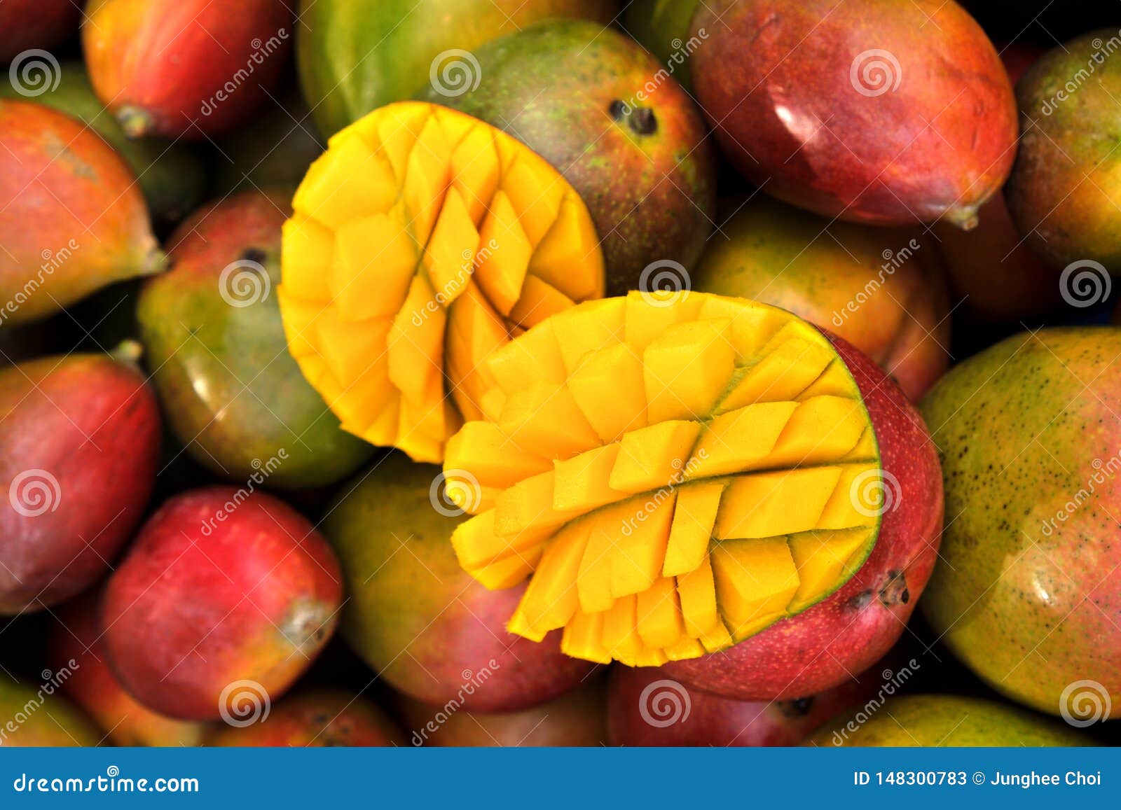 Close Up Mango Fruit on Market Stall in Southern Spain Stock Image ...