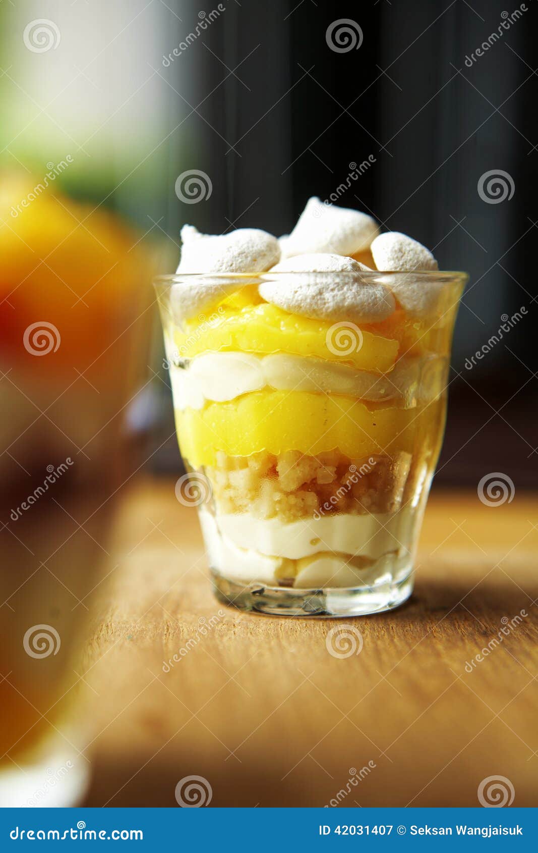Close Up Mango Pudding and Cream Stock Image - Image of macadamia ...