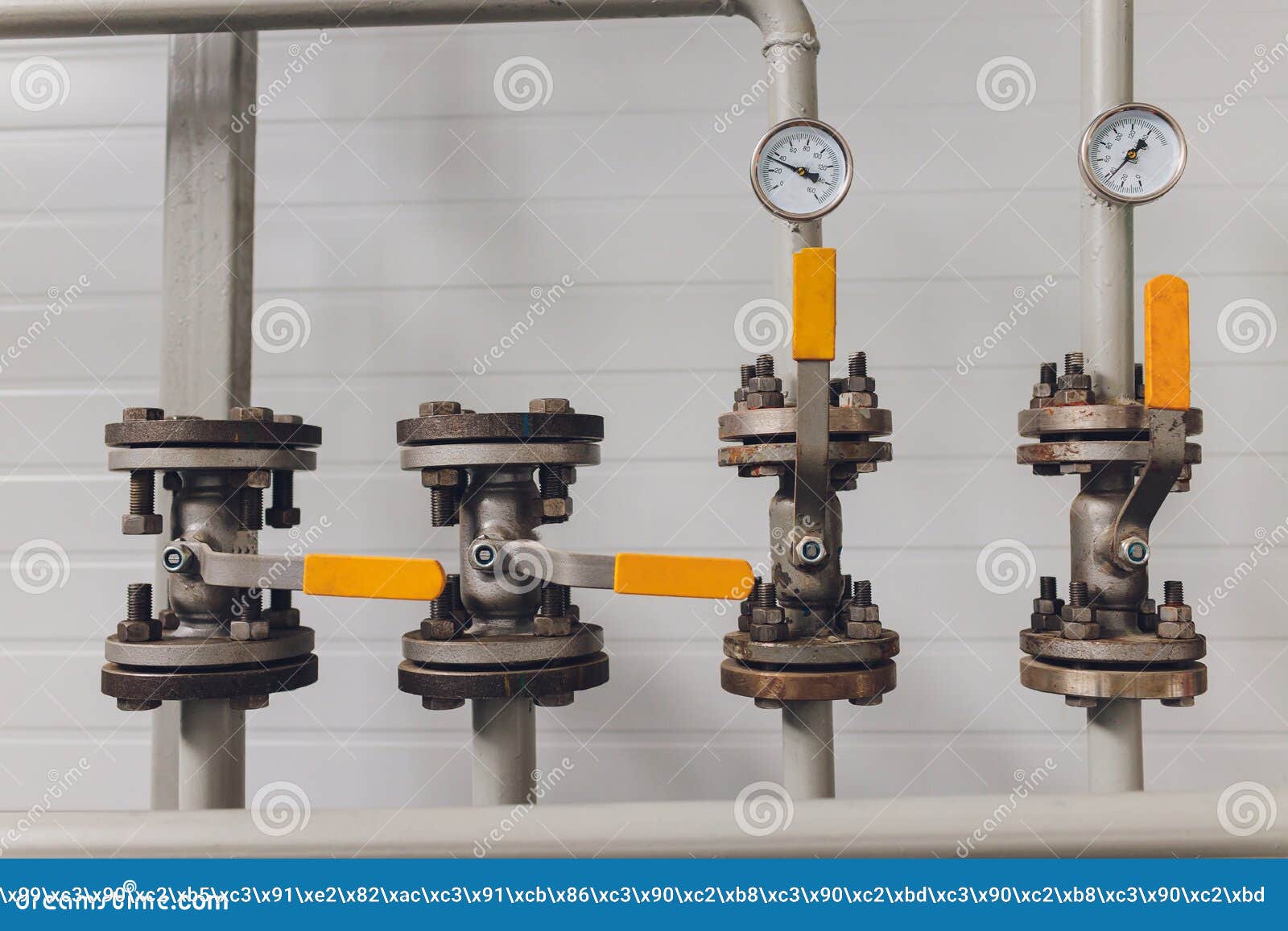 Close Up of Manometer, Pipe, Flow Meter and Faucet Valves of Heating ...