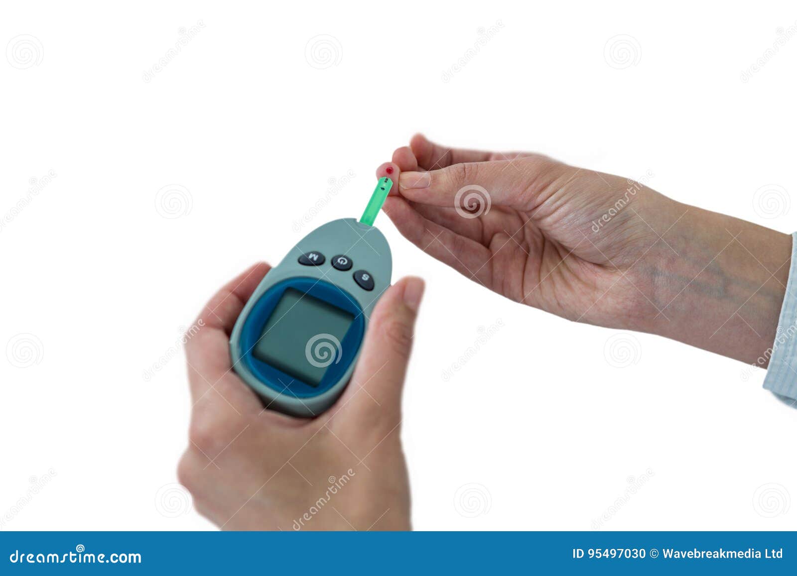 Close-up of Mans Hand Testing Blood Sugar with Glucometer Stock Photo ...