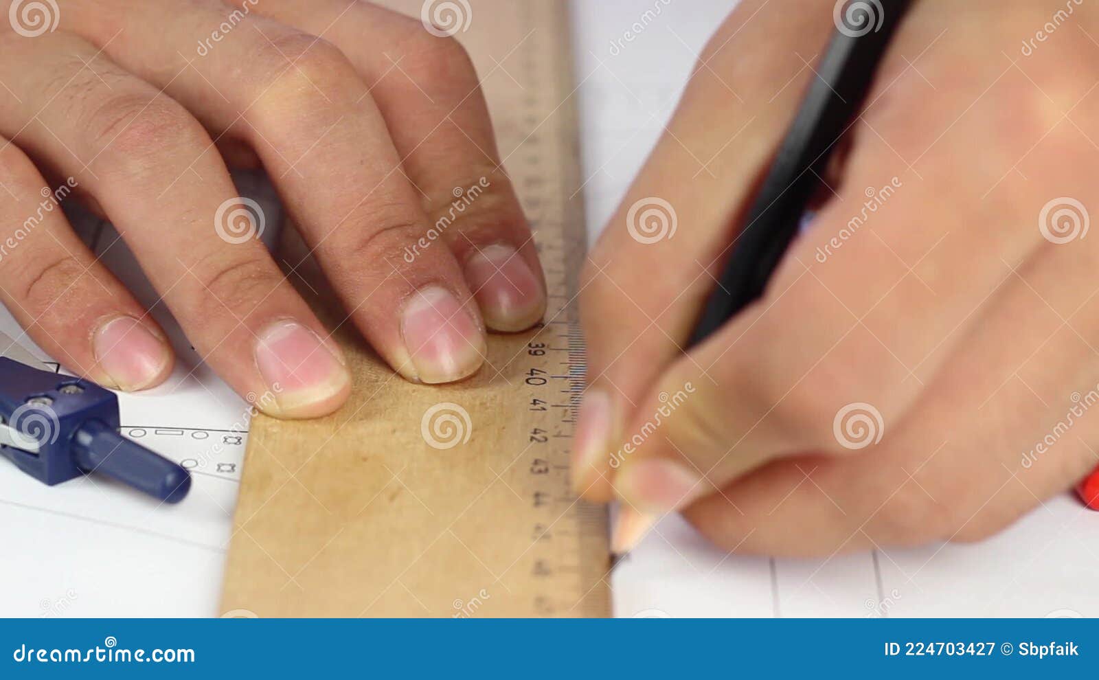 Architect Working Drawing on Project Stock Video - Video of desk ...