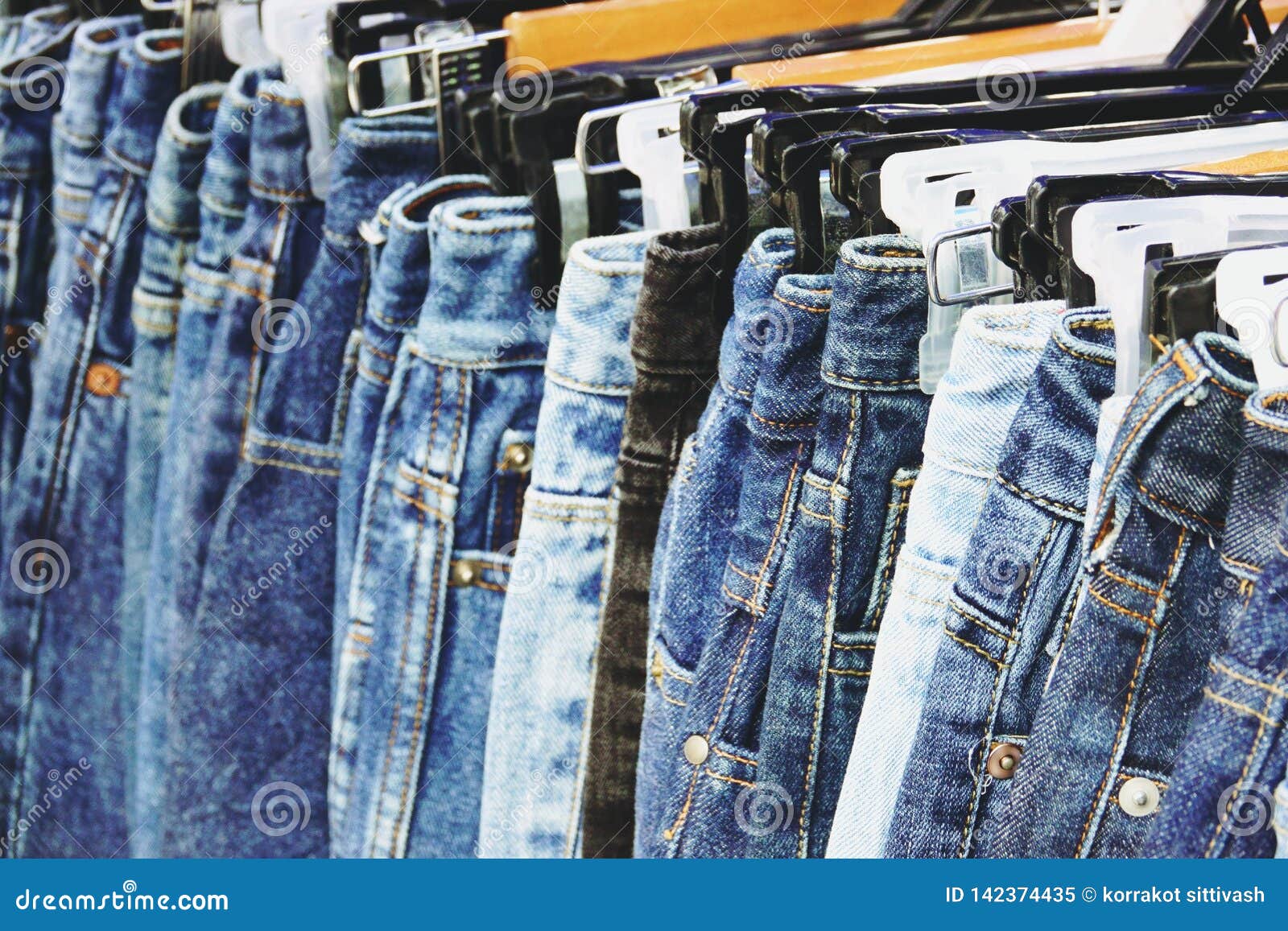 Many Jeans Stacked Isolated On White Background Stock Photography ...