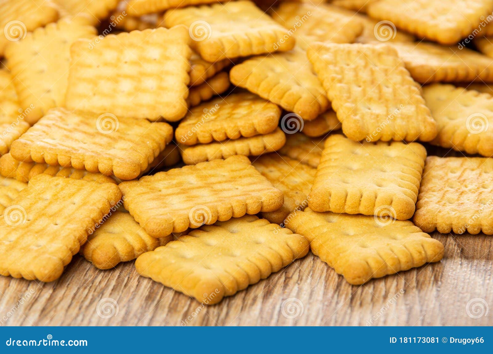 Close Up of Many Salted Crackers on Table Stock Image - Image of meal ...